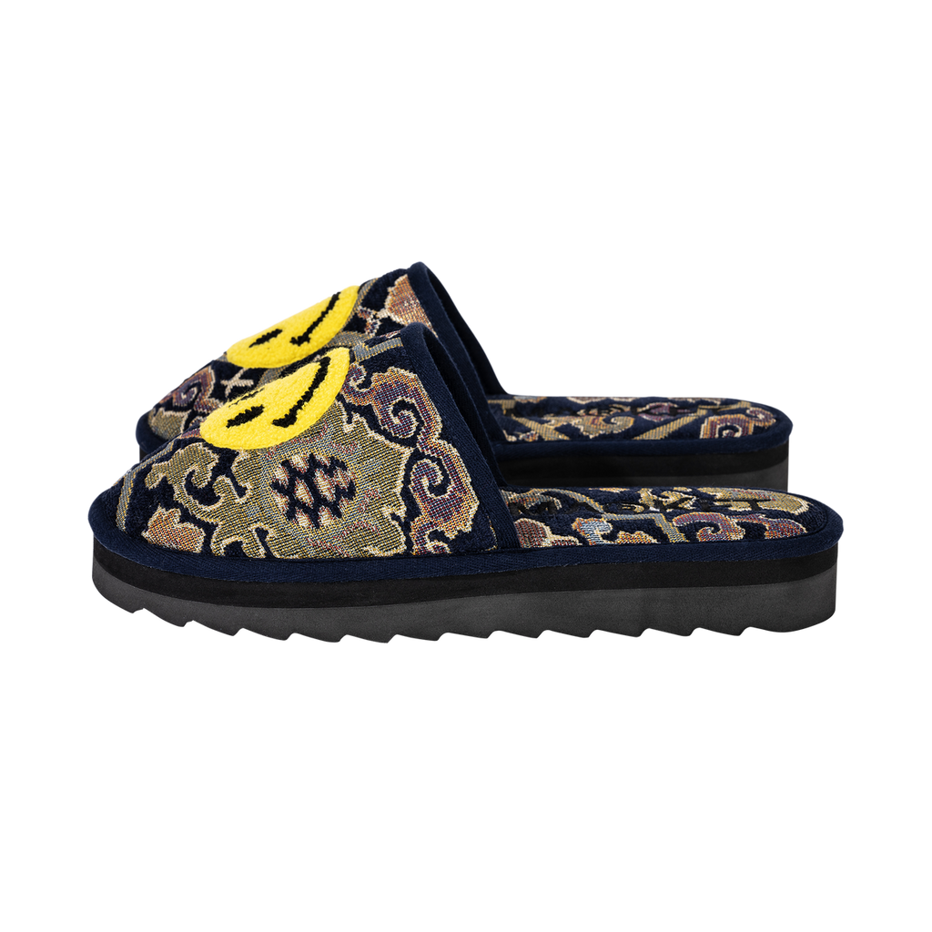Smiley Upside Down Hotel Slippers - Blue – Club Never